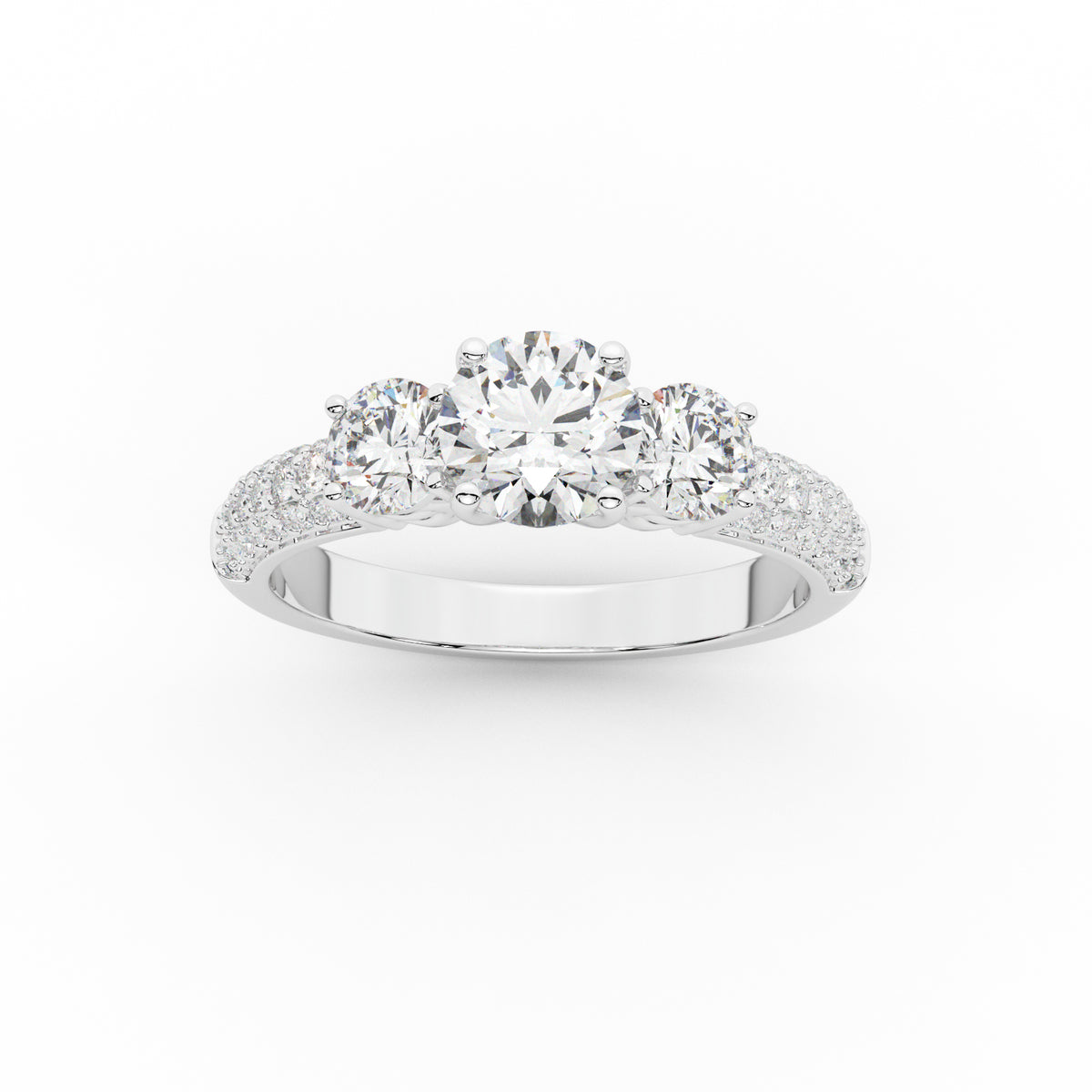 Royal Crown Tri Stone Engagement Ring – RAASIL JEWEL